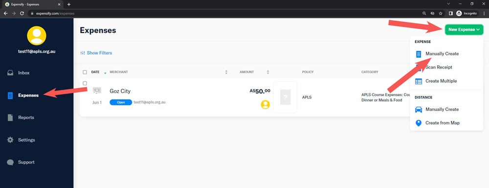 Using Expensify | APLS Australia